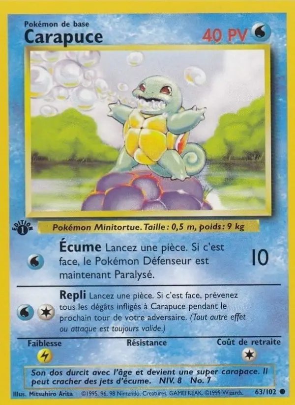Carte Pokémon Carapuce (Édition 1) 63/102 - Set de Base (Ed. 1), Wizards