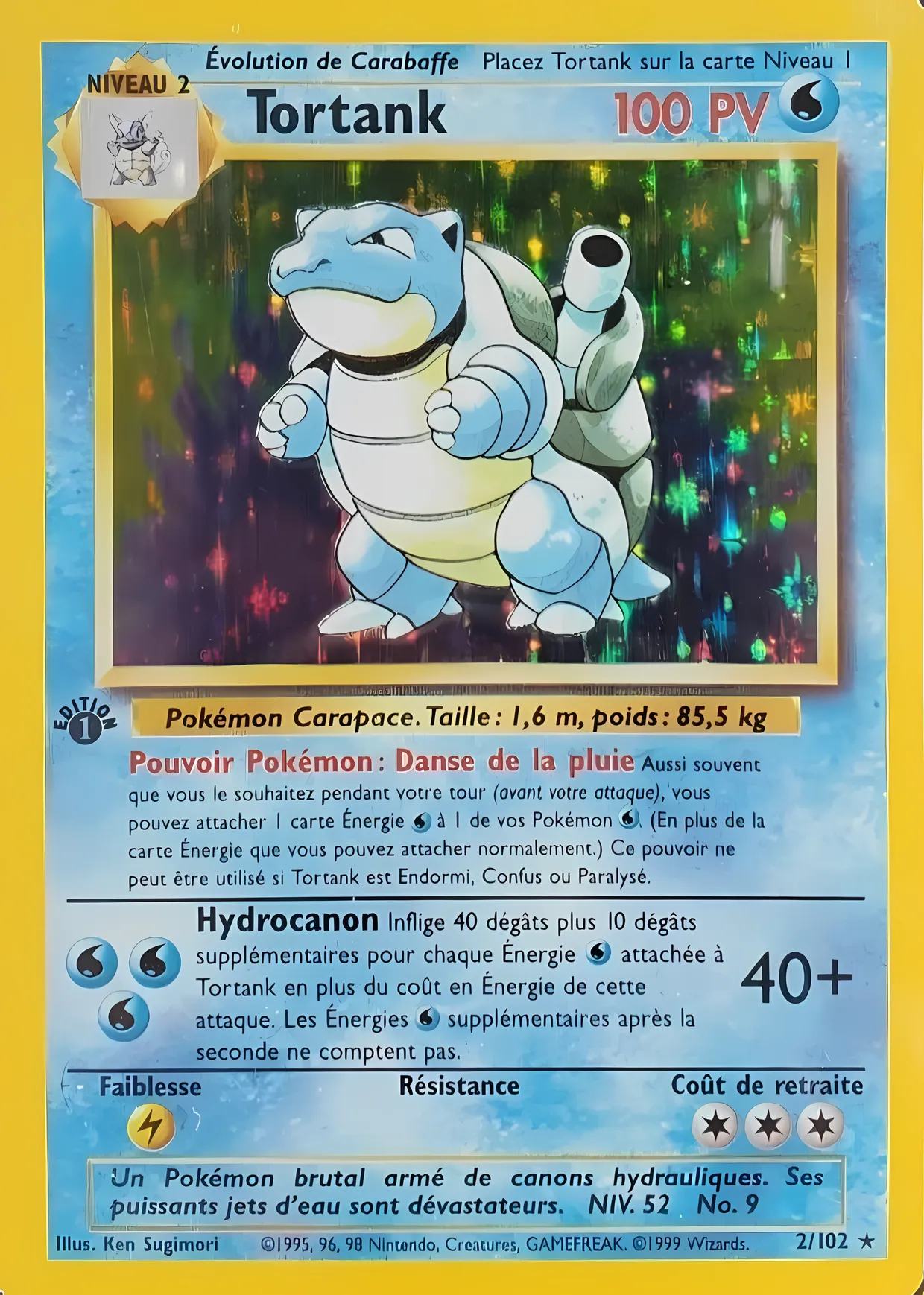 Carte Pokémon Tortank (Édition 1) 2/102 - Set de Base (Ed. 1), Wizards