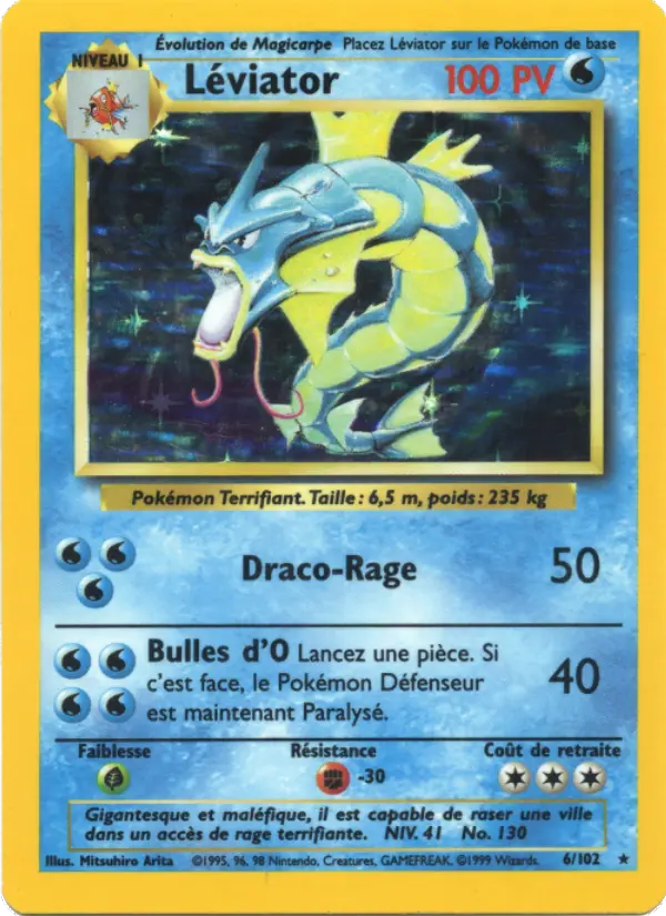 Carte Pokémon Léviator 6/102 - Set de Base (Ed. 2), Wizards