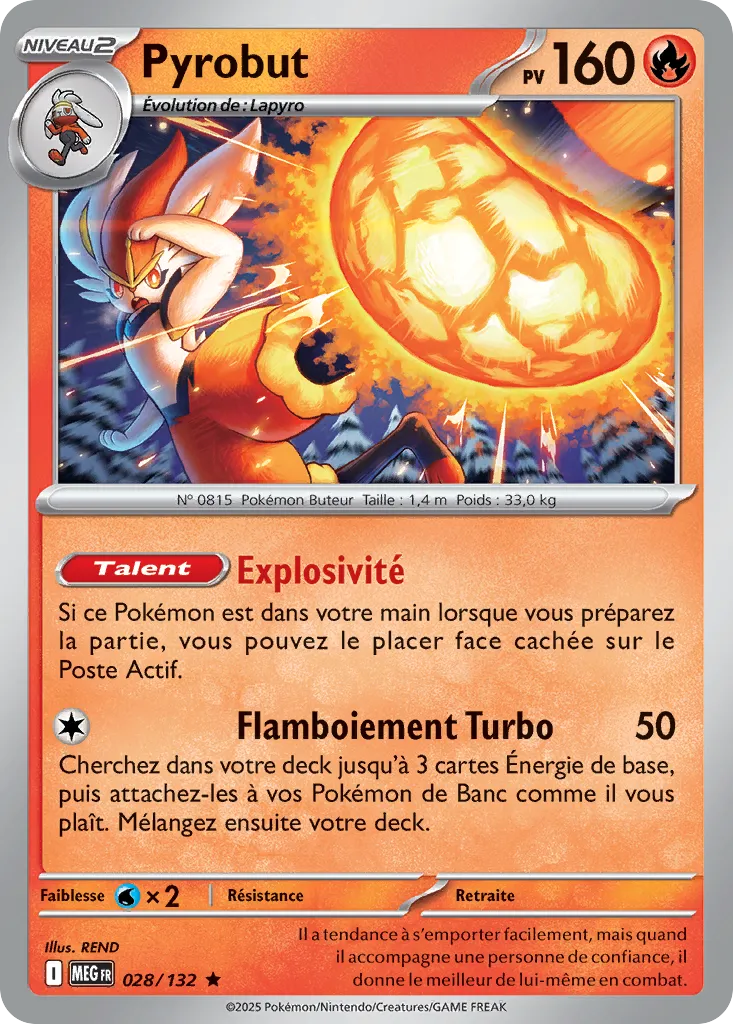 Carte Pokémon Pyrobut 028/132 - Méga-Évolution, Méga-Évolution
