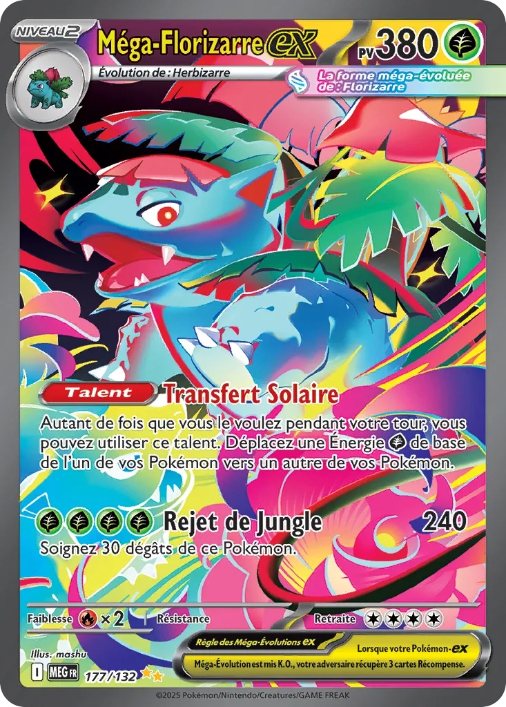 Carte Pokémon Méga-Florizarre ex 177/132 - Méga-Évolution, Méga-Évolution