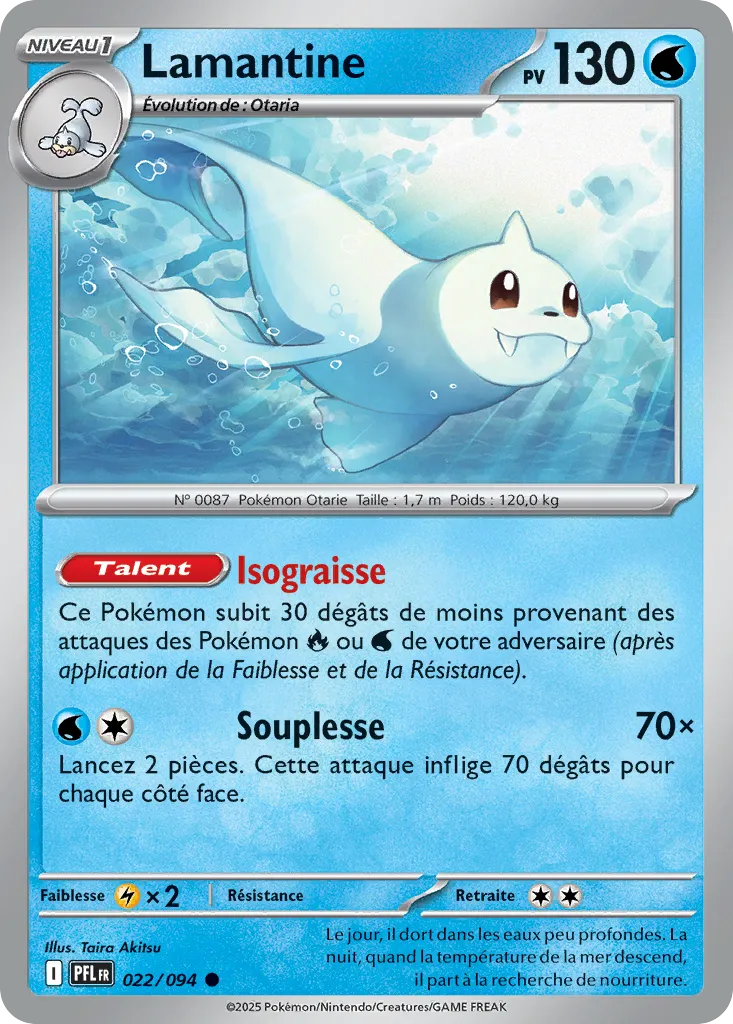 Carte Pokémon Lamantine 022/094 - Flammes Fantasmagoriques, Méga-Évolution