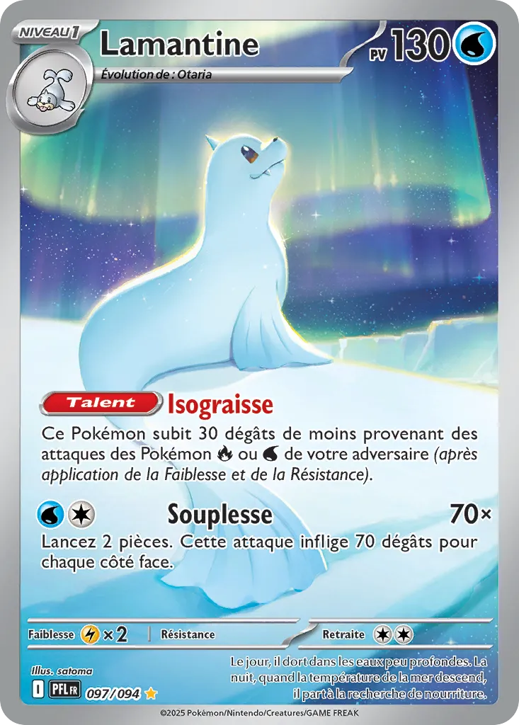 Carte Pokémon Lamantine 097/094 - Flammes Fantasmagoriques, Méga-Évolution