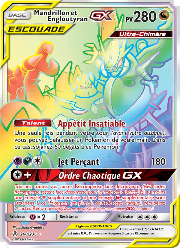 Carte Pokémon Mandrillon et Engloutyran GX 260/236 - Éclipse Cosmique ...