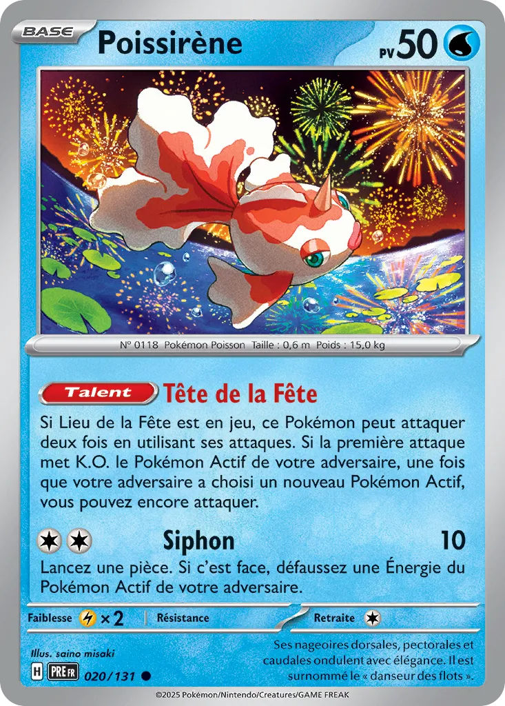 Carte Pokémon Poissirène 020/131 - Évolutions Prismatiques, Écarlate et ...