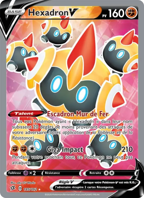 Carte Pokémon Hexadron V 185/192 - Clash des Rebelles, Épée et Bouclier